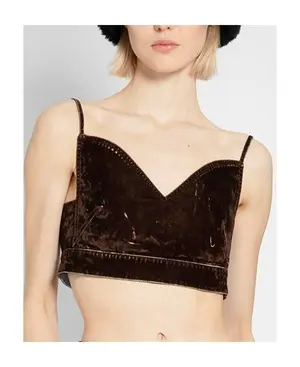 Loewe Strappy Velvet Cropped Top