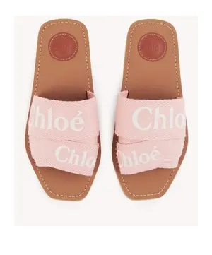 Chloé Woody Open Toe Slip-on Slides - Pink