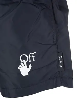 Off-White Logo Print Swim Shorts
