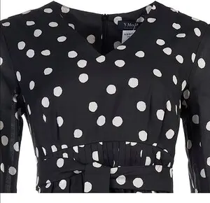 Max Mara Long Sleeve Polka Dot V-neck Dress