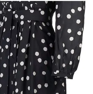 Max Mara Long Sleeve Polka Dot V-neck Dress