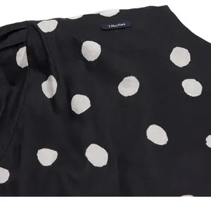 Max Mara Long Sleeve Polka Dot V-neck Dress