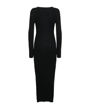 LOULOU STUDIO Ribbed Maxi Dress With Button Detail And Side Slits - Black