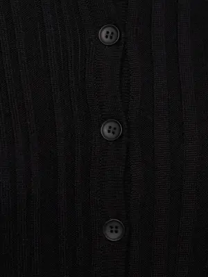 LOULOU STUDIO Ribbed Maxi Dress With Button Detail And Side Slits - Black