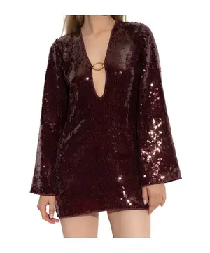 Oseree Sequin-embellished Deep-v Mini Dress