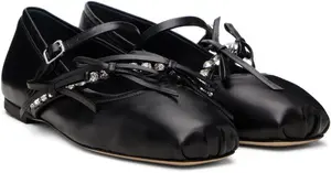 JIMMY CHOO Loli Ballet Flats With Crystal Embellishments - Black
