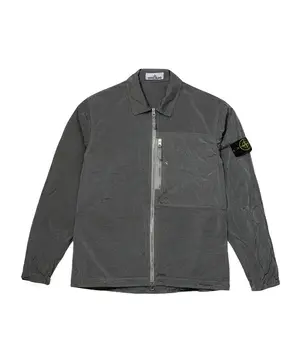 Stone Island Logo Patch Zip-up Overshirt