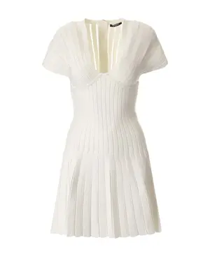 Balmain Pleated Mesh Mini Dress - No