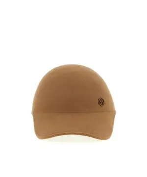 MAISON MICHEL Baseball Cap With Metal Logo - Camel
