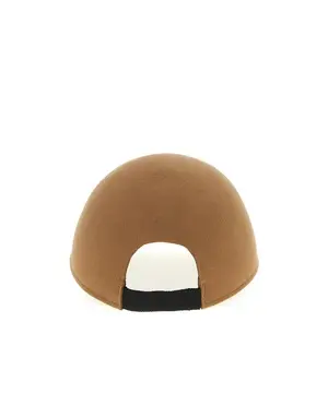 MAISON MICHEL Baseball Cap With Metal Logo - Camel