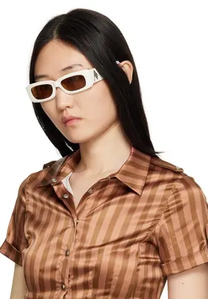 Attico X Linda Farrow Rectangle Frame Sunglasses - White