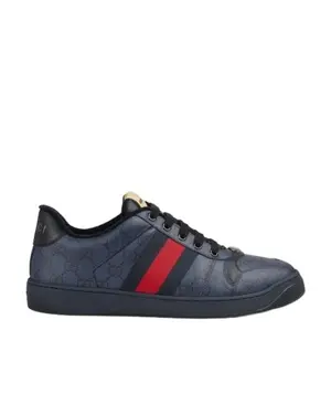 Gucci Gucci Screener Low-Top Sneakers With Web Stripe Detail Blue