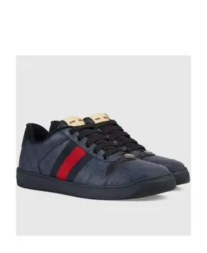 Gucci Screener Low-top Sneakers With Web Stripe Detail - Blue