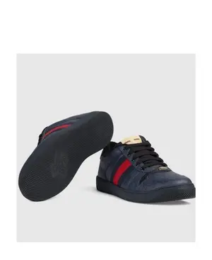 Gucci Screener Low-top Sneakers With Web Stripe Detail - Blue