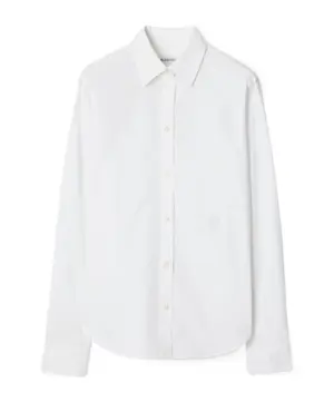 Burberry Long-sleeve Shirt With Embroidered Equestrian Knight Design - White