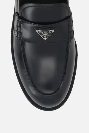 Prada Logo Plaque Slip-on Loafers - Black