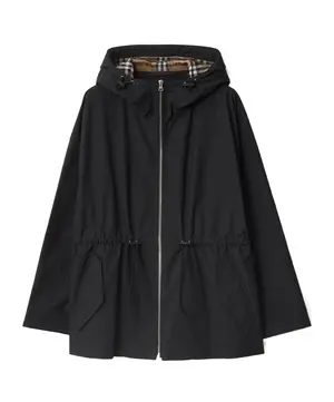 Burberry Cotton Hooded Jacket With Check Lining