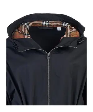 Burberry Cotton Hooded Jacket With Check Lining