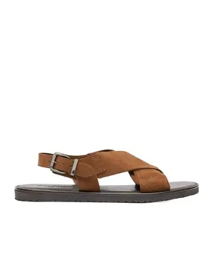 SCAROSSO Massimo Suede Sandals - Tan