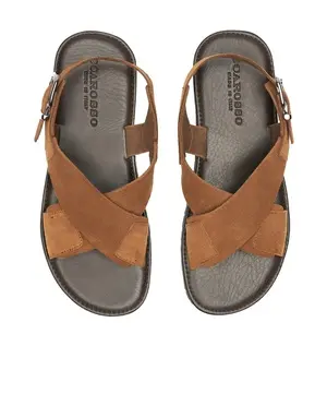 SCAROSSO Massimo Suede Sandals - Tan