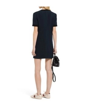 Gucci Textured Tweed Dress With Interlocking G Buttons - Blue