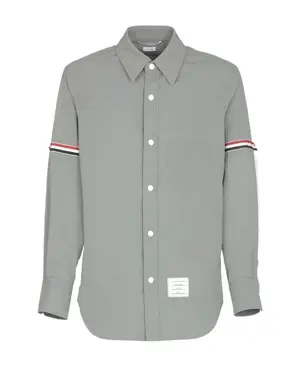 Thom Browne Buttoned Long-sleeved Shirt - Medium Gray