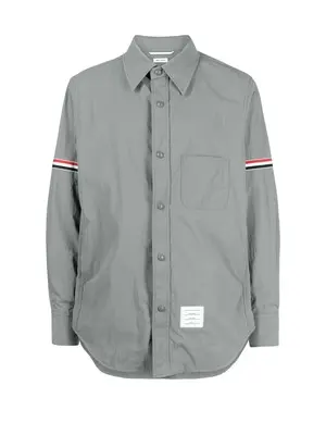 Thom Browne Buttoned Long-sleeved Shirt - Medium Gray