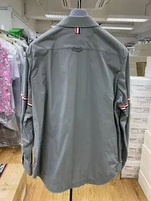 Thom Browne Buttoned Long-sleeved Shirt - Medium Gray