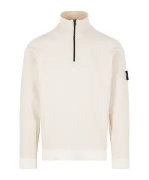 Stone Island Logo Patch Half-zip Jumper - Ivory