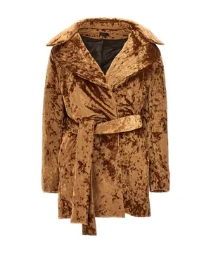Atlein Crushed Velvet Belted Coat