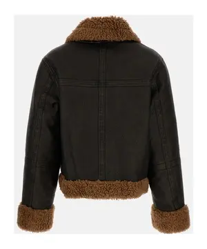 STAND STUDIO Shearling Trimmed Zip-up Jacket - Black
