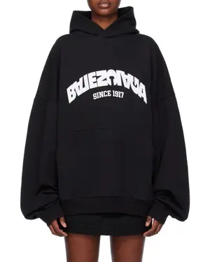 Balenciaga Flip Logo Oversized Hoodie - Black/white