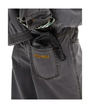 Miu Miu Chambray Loose Fit Jeans - Grey