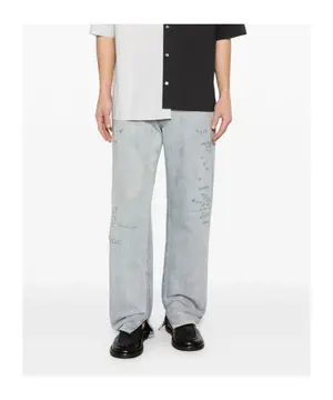 MAISON MARGIELA Distressed Logo Patch Jeans - Gray