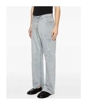 MAISON MARGIELA Distressed Logo Patch Jeans - Gray