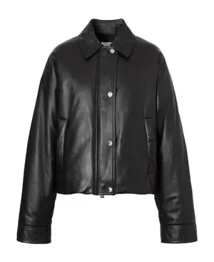 Burberry Equestrian Knight Embroidered Leather Jacket