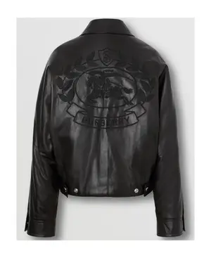 Burberry Equestrian Knight Embroidered Leather Jacket