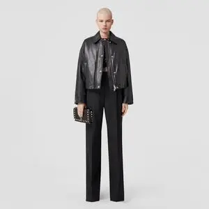 Burberry Equestrian Knight Embroidered Leather Jacket