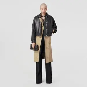 Burberry Equestrian Knight Embroidered Leather Jacket