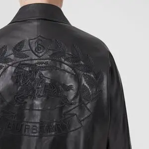 Burberry Equestrian Knight Embroidered Leather Jacket