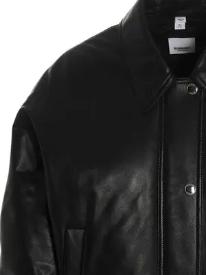 Burberry Equestrian Knight Embroidered Leather Jacket