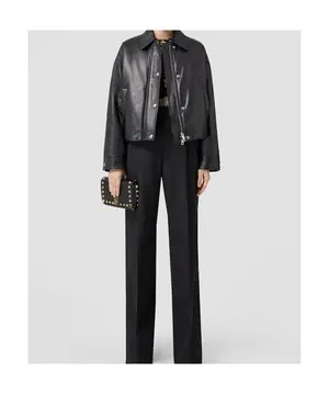 Burberry Equestrian Knight Embroidered Leather Jacket