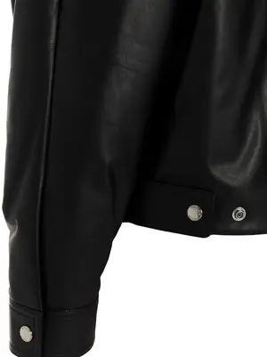 Burberry Equestrian Knight Embroidered Leather Jacket