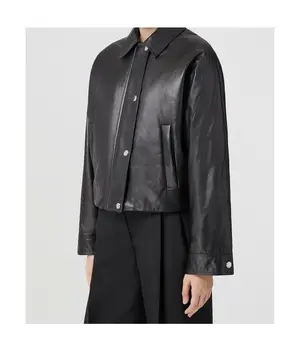 Burberry Equestrian Knight Embroidered Leather Jacket