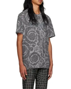 Versace Barocco Silhouette Crewneck T-shirt - Gray