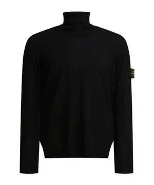 Stone Island Turtleneck Sweater With Ribbed Cuffs And Hem - Black