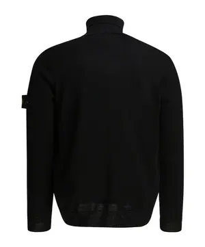 Stone Island Turtleneck Sweater With Ribbed Cuffs And Hem - Black