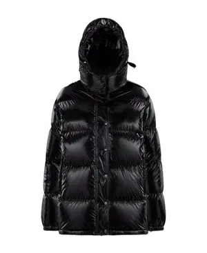 Moncler Hanau Short Down Jacket With Removable Hood And Cashmere Trim - Black