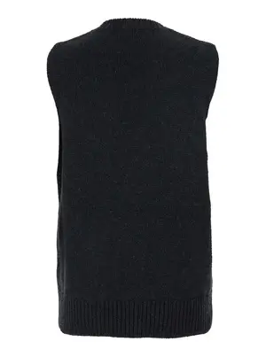 THE ROW V-neck Sleeveless Sweater With Patch Pocket