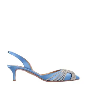 AQUAZZURA Gatsby 50mm Slingback Pumps With Crystal Embellishment - Blue